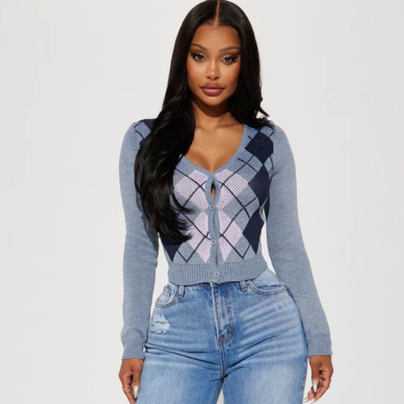 Fashion Nova | Sweaters | Preppy Days Checkered Cropped Cardigan | Poshmark